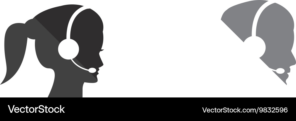 Female person with headset icon Royalty Free Vector Image