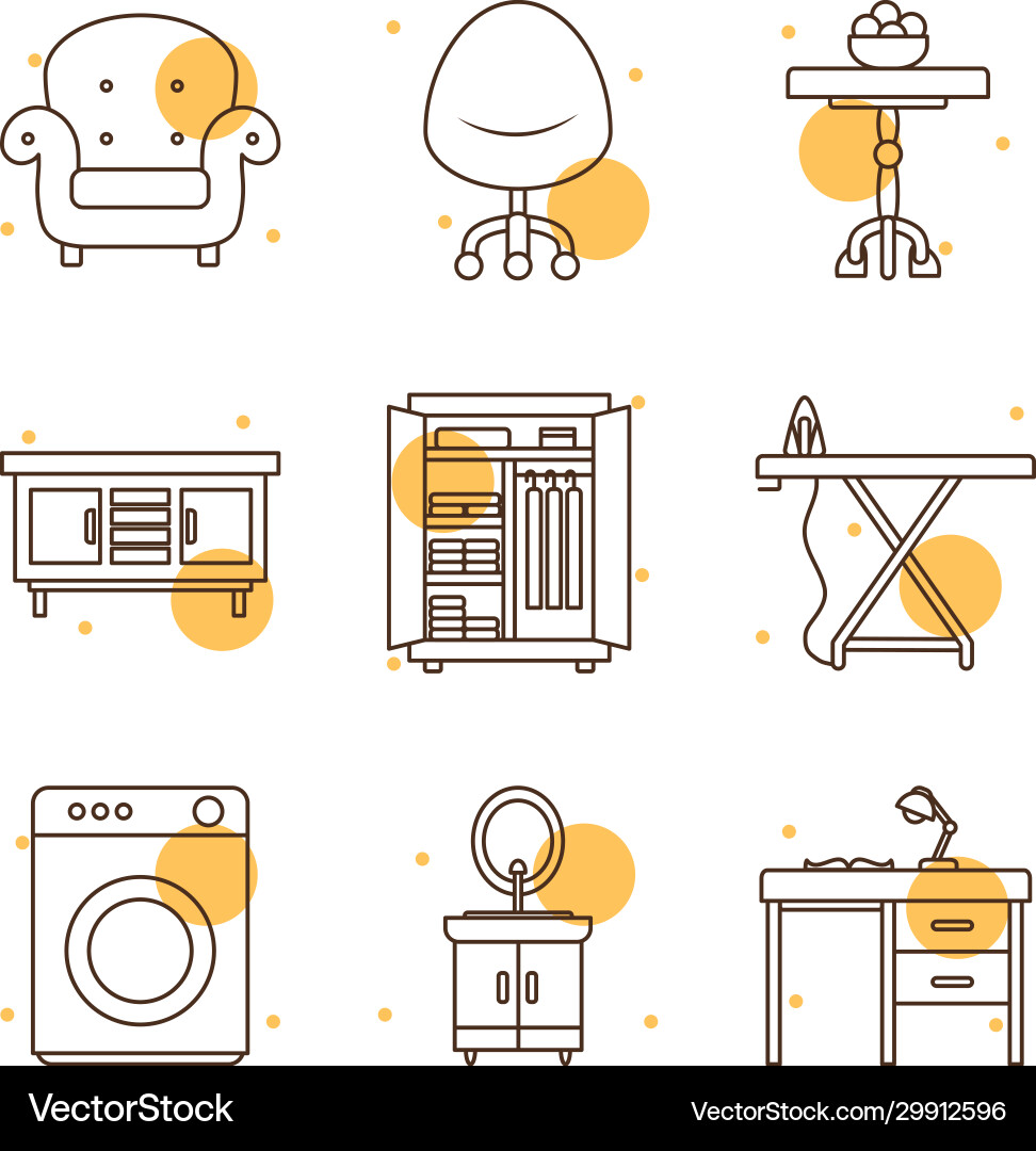 Isolated home block and line style icon set Vector Image