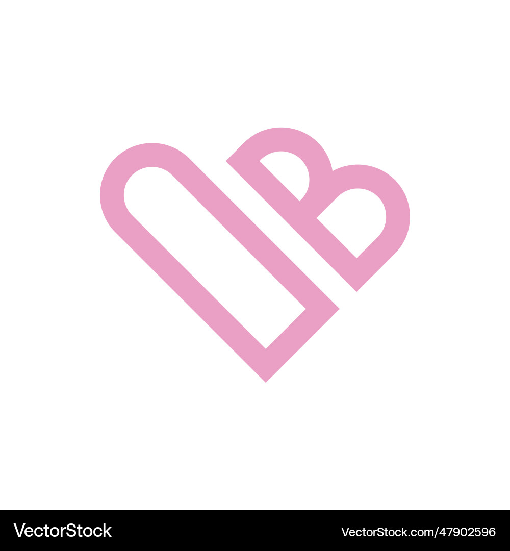 Letter b and heart logo design Royalty Free Vector Image