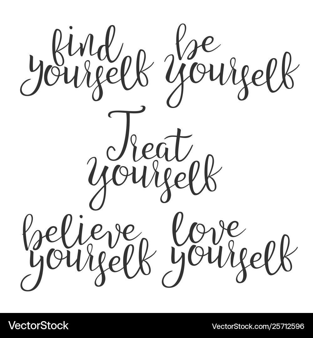 Modern calligraphy ink of word yourself Royalty Free Vector
