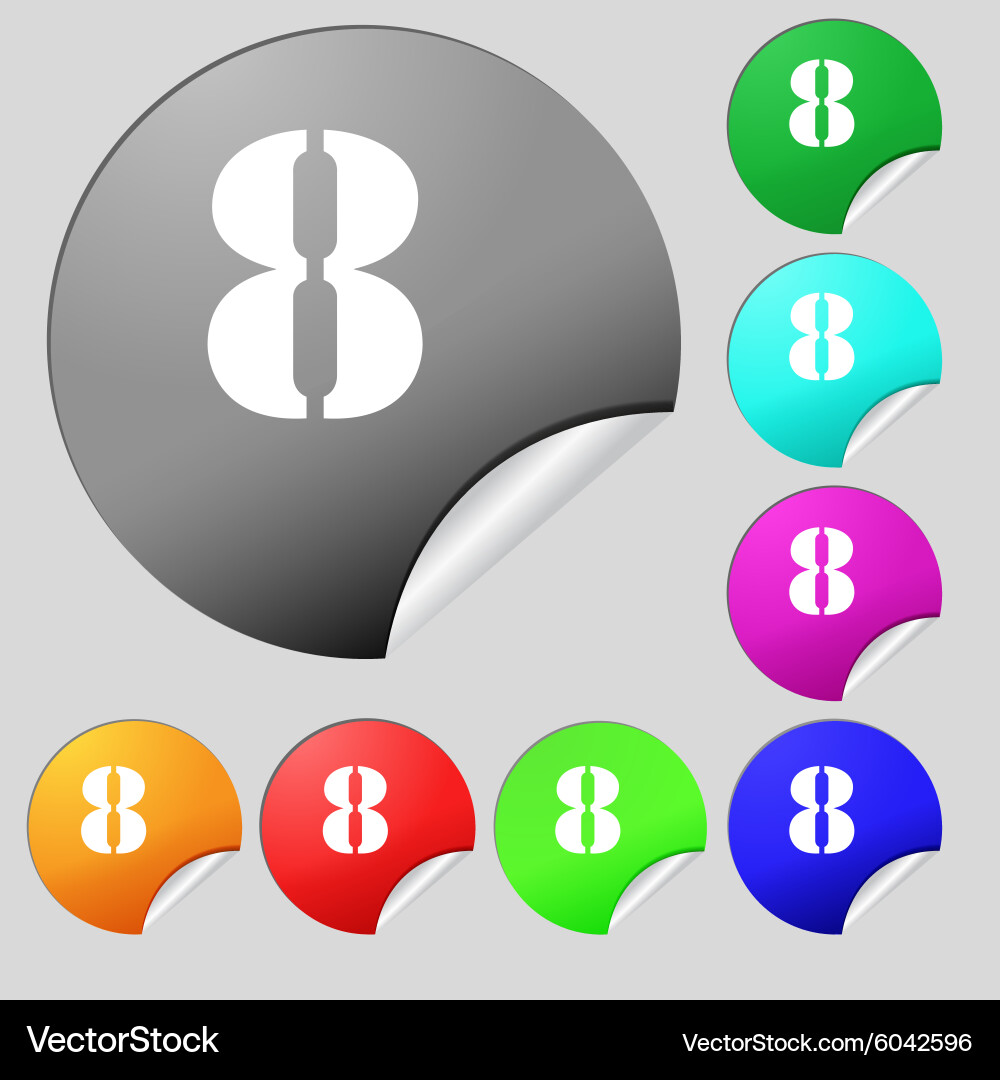 Number eight icon sign set of multi colored Vector Image