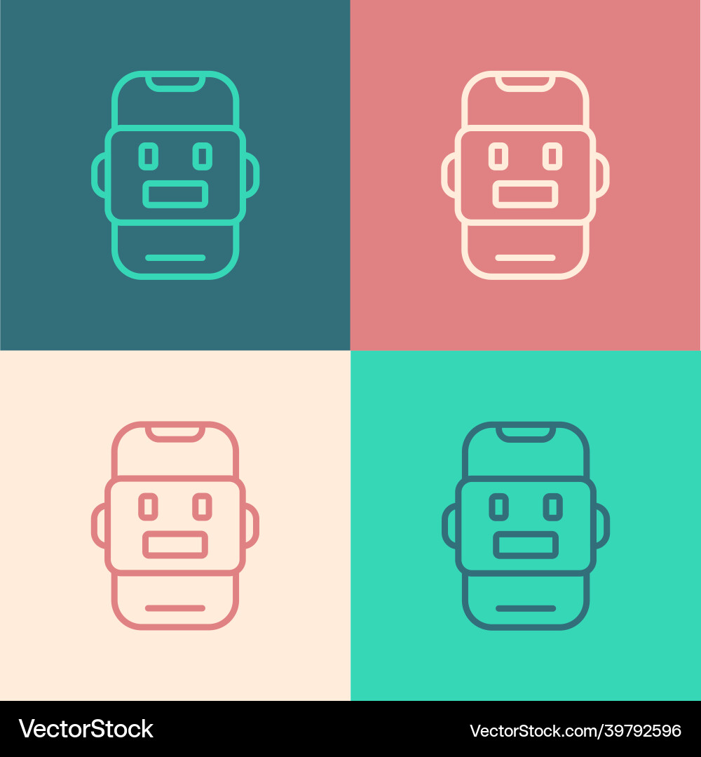 Pop art line chat bot icon isolated on color Vector Image