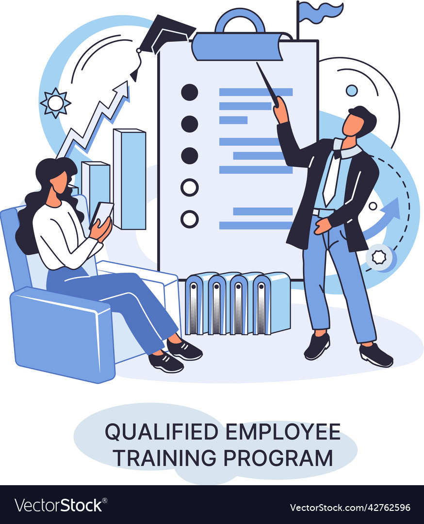 Qualified employee training program refresher Vector Image