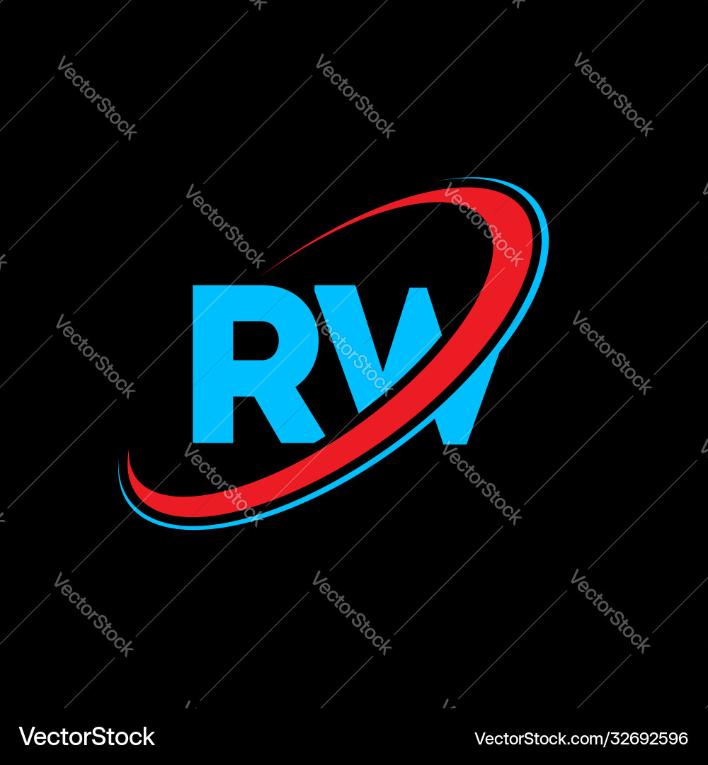 Rw r w letter logo design initial letter Vector Image