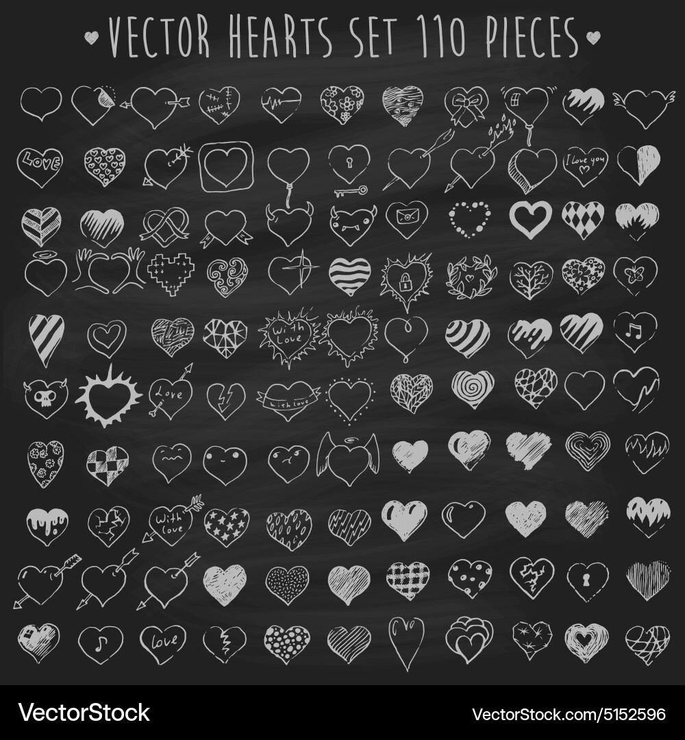 Set of hearts chalkboard blackboard Royalty Free Vector