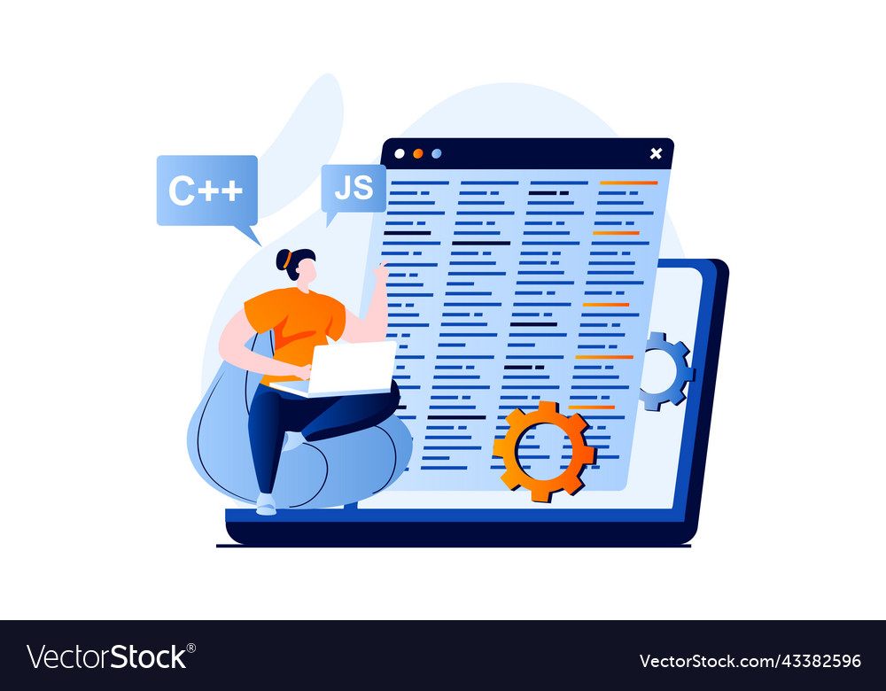 Software development concept with people scene Vector Image