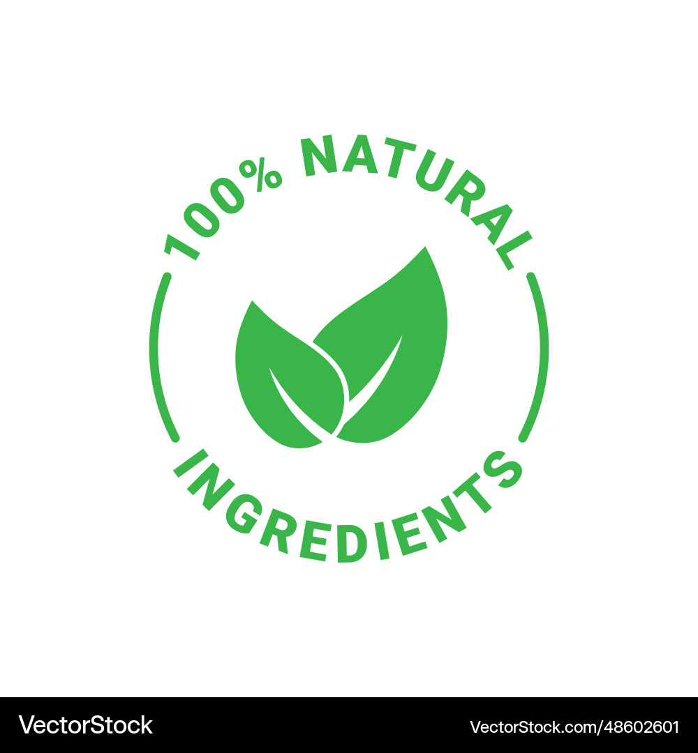 100 percent natural ingredients label Royalty Free Vector