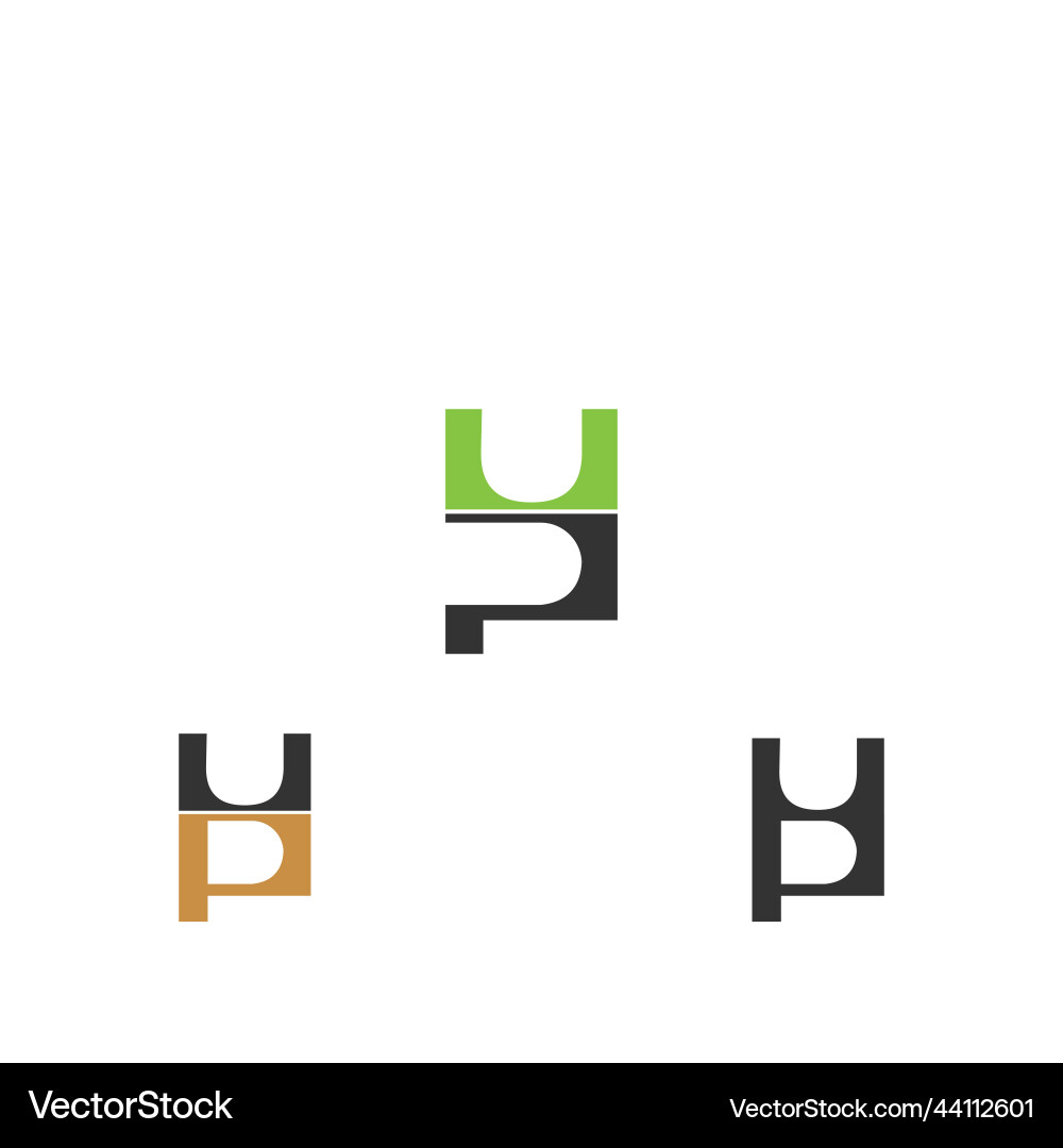 Alphabet letters initials logo pu up p and u Vector Image