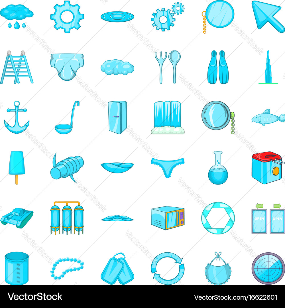Blue set icons cartoon style Royalty Free Vector Image