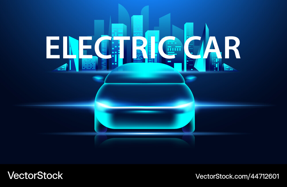 Electric car future power in the with Royalty Free Vector