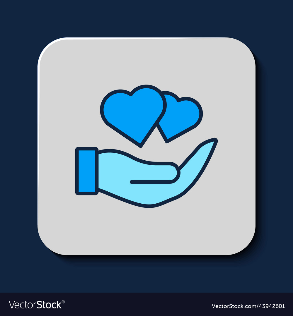 Filled outline heart in hand icon isolated Vector Image