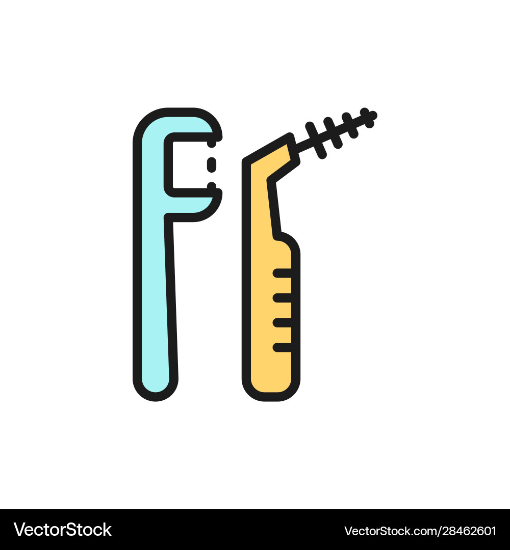 Flosser dental floss flat color line icon Vector Image