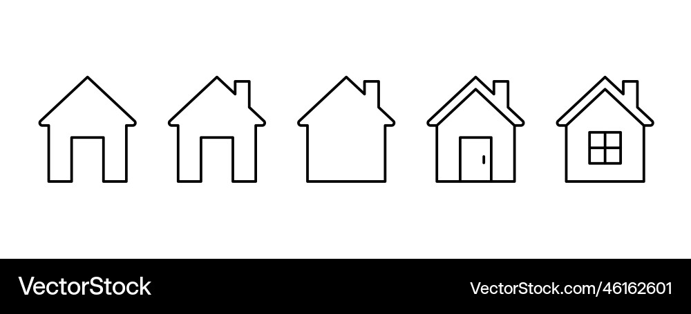 Home house building line icon set house front Vector Image