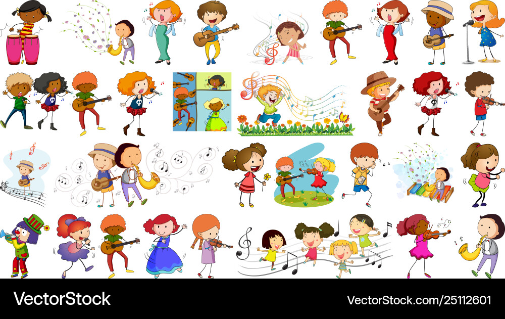 Set kids and music Royalty Free Vector Image - VectorStock