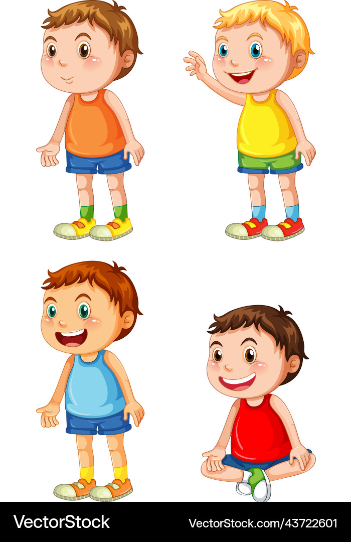 Set of different toddler boys Royalty Free Vector Image