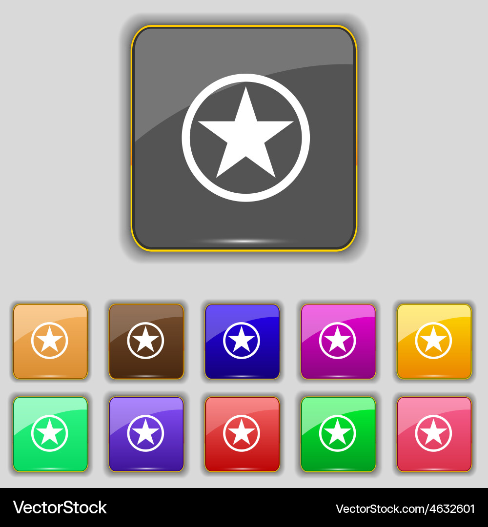 Star favorite icon sign set with eleven colored Vector Image