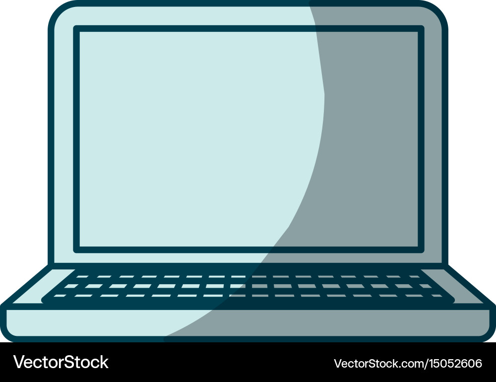 Blue shading silhouette of laptop computer Vector Image