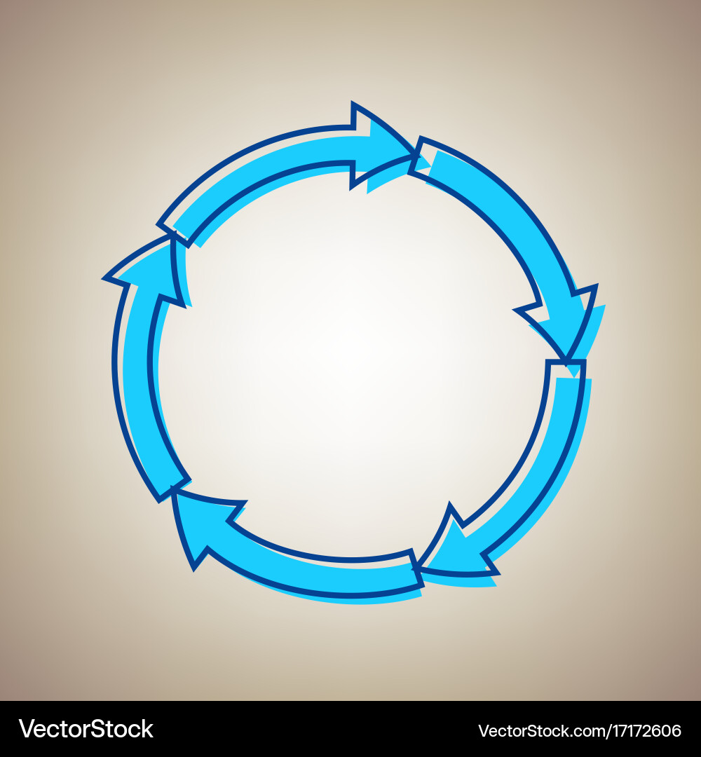 Circular arrows sign sky blue icon Royalty Free Vector Image