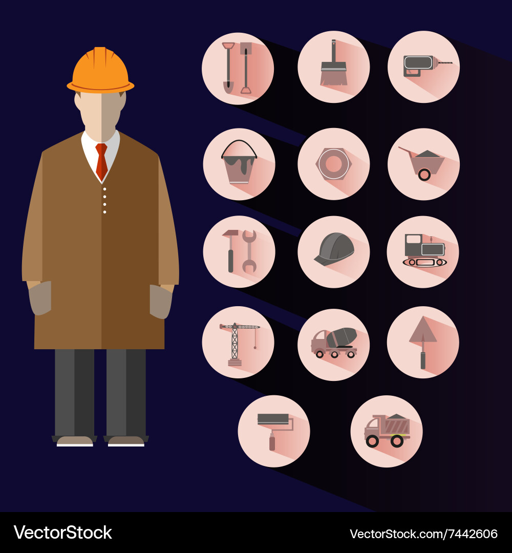 Construction icons set builder Royalty Free Vector Image