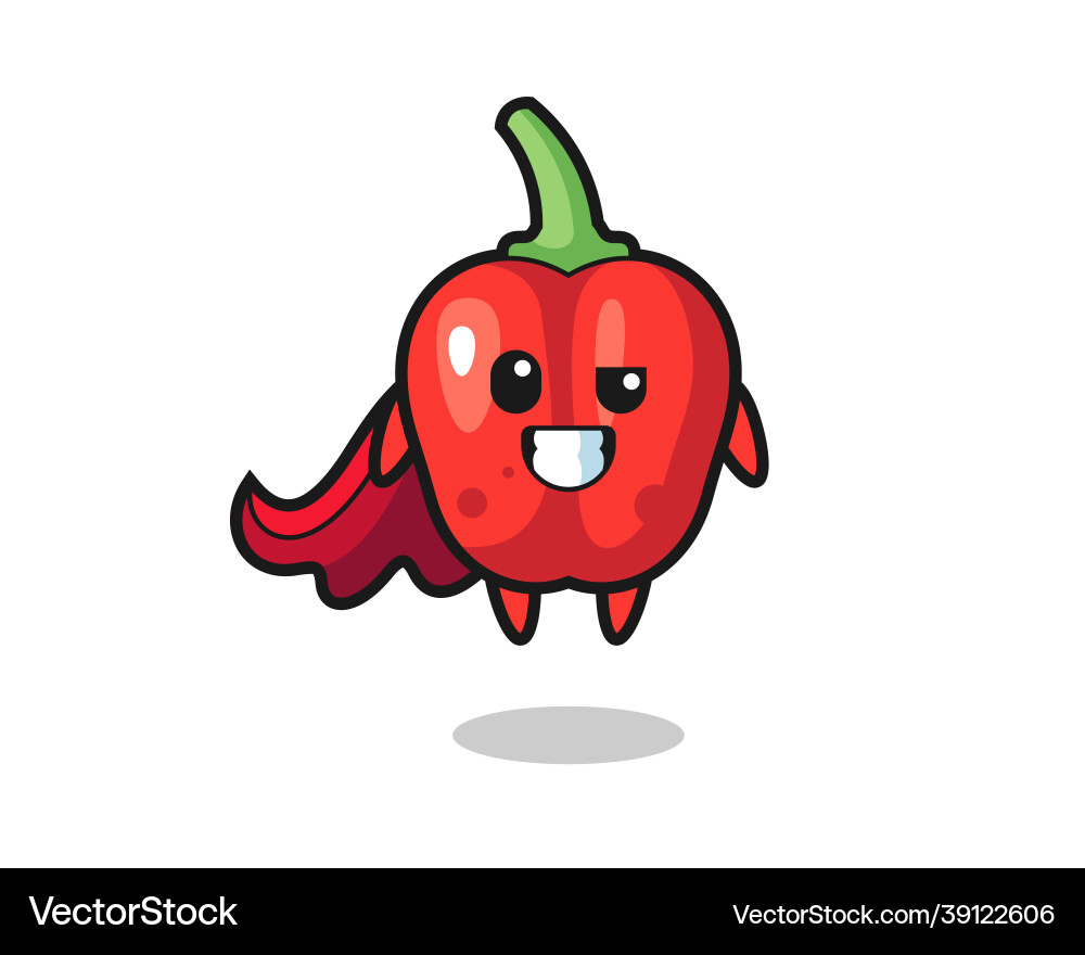 Cute red bell pepper character as a flying Vector Image
