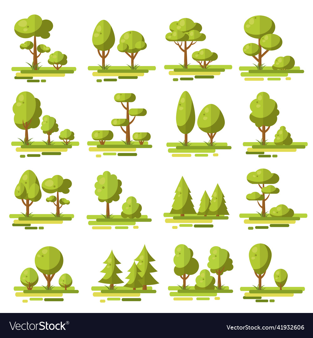 Forest flat elements set Royalty Free Vector Image