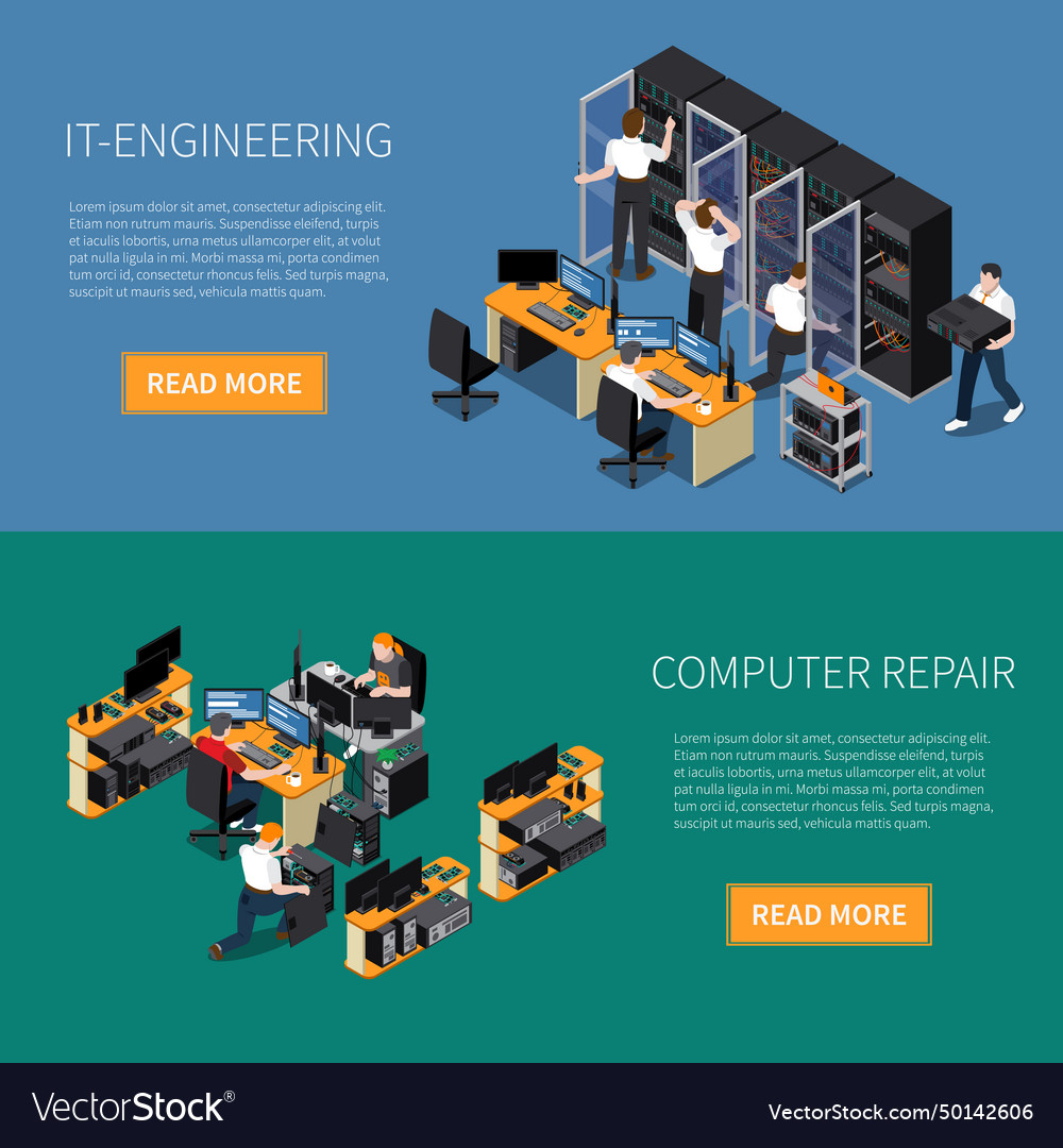 It engineering banners set Royalty Free Vector Image