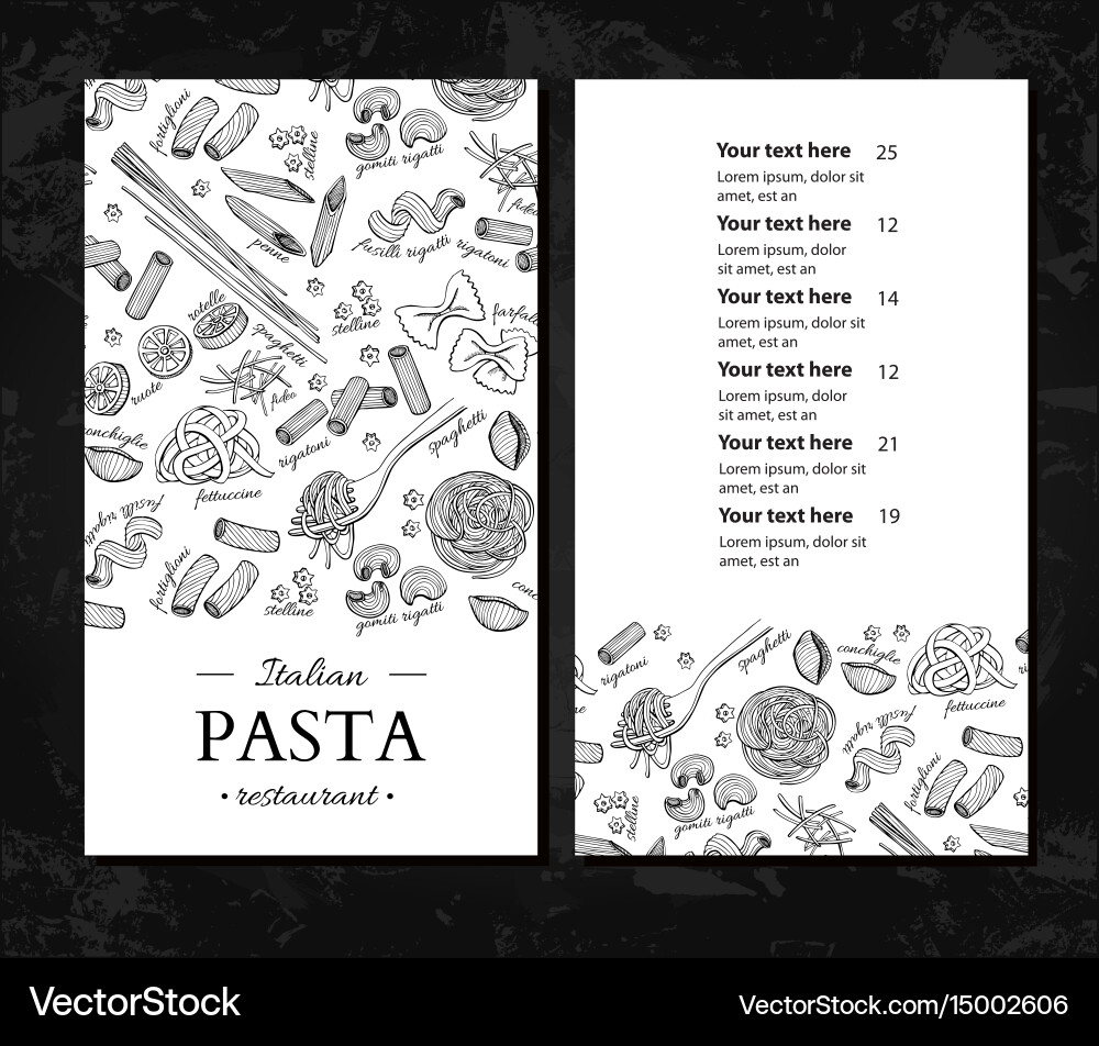 Italian pasta restaurant menu hand drawn Vector Image
