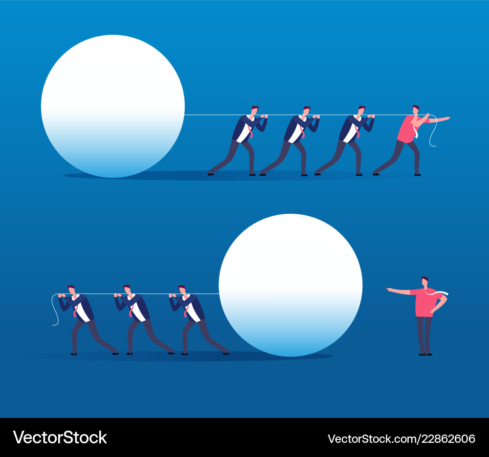 Leader vs boss employees management and Royalty Free Vector