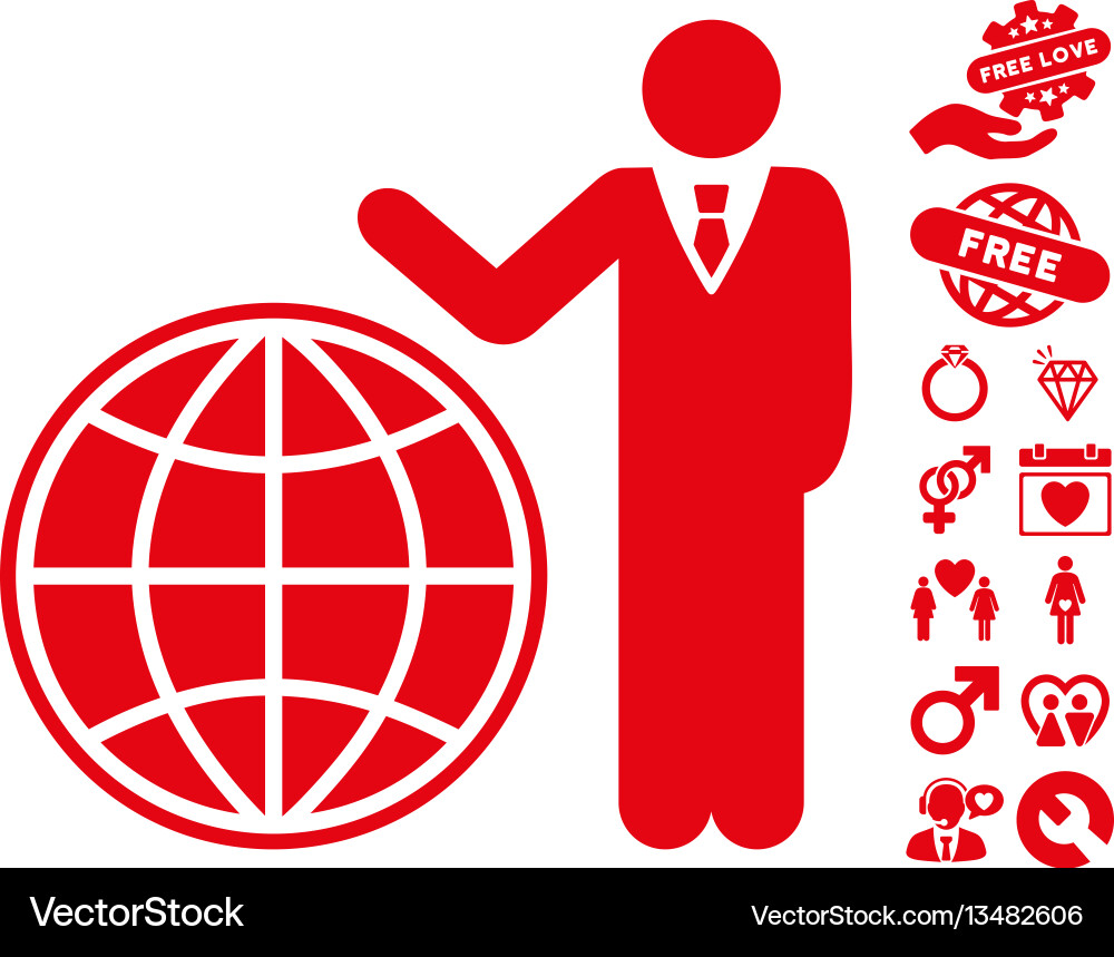 Planetary manager icon with dating bonus Vector Image