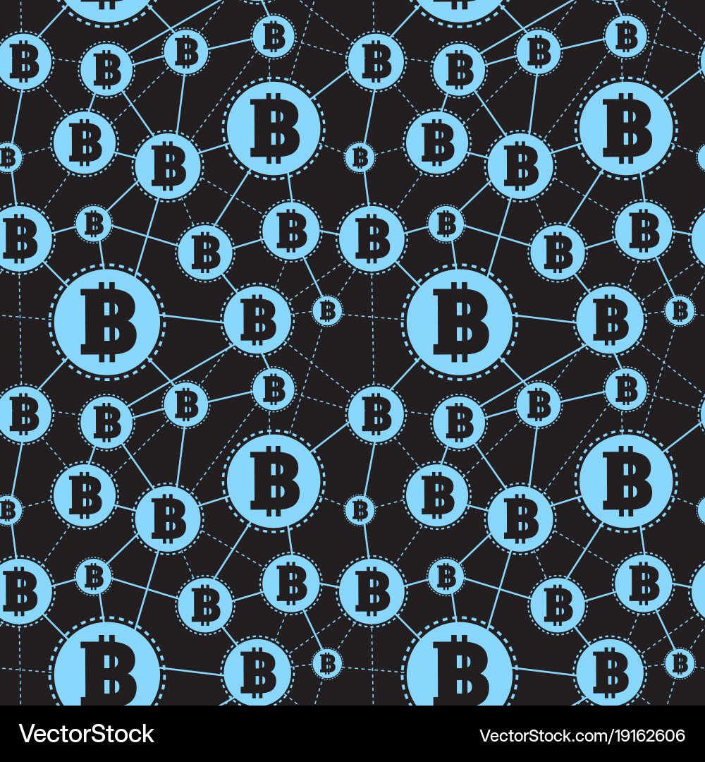 Simple seamless pattern blue symbols of bitcoins Vector Image