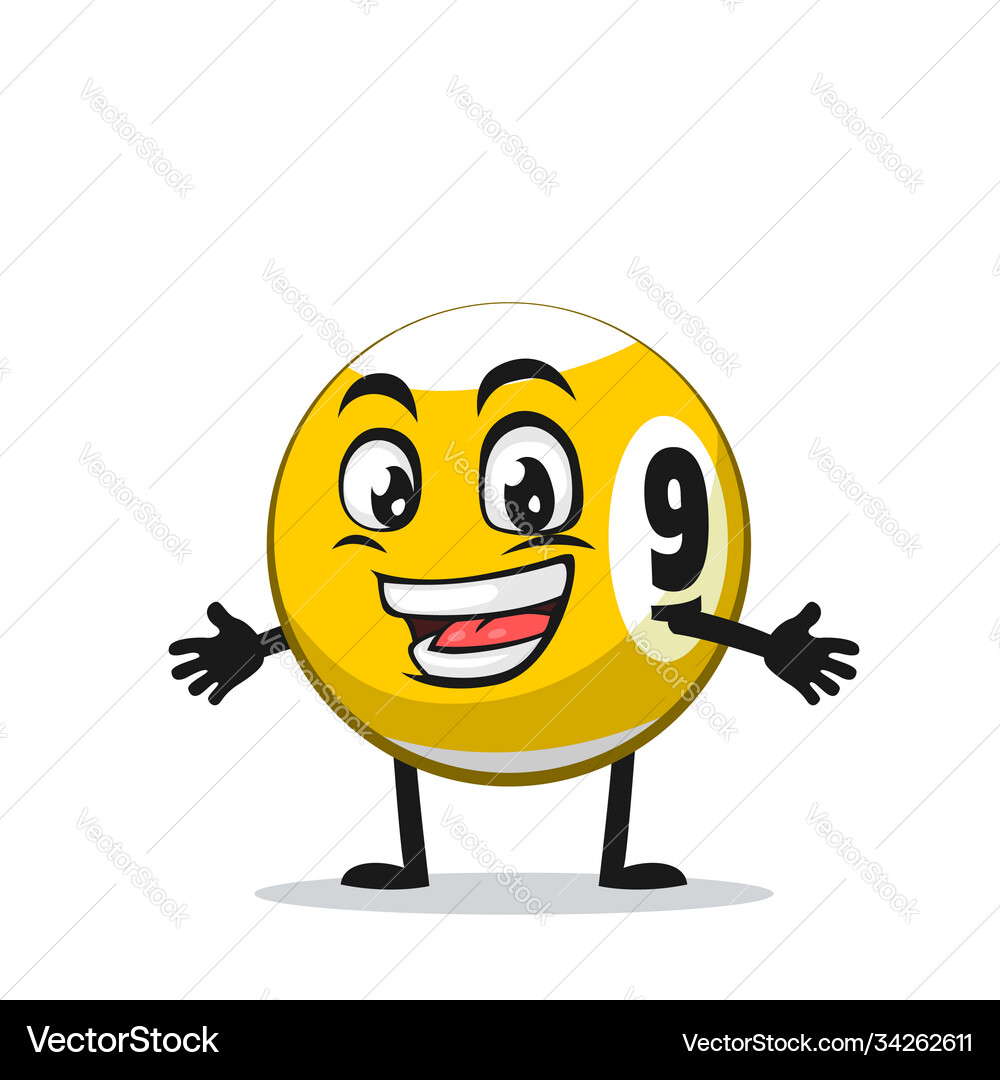 Billiard ball character or mascot Royalty Free Vector Image