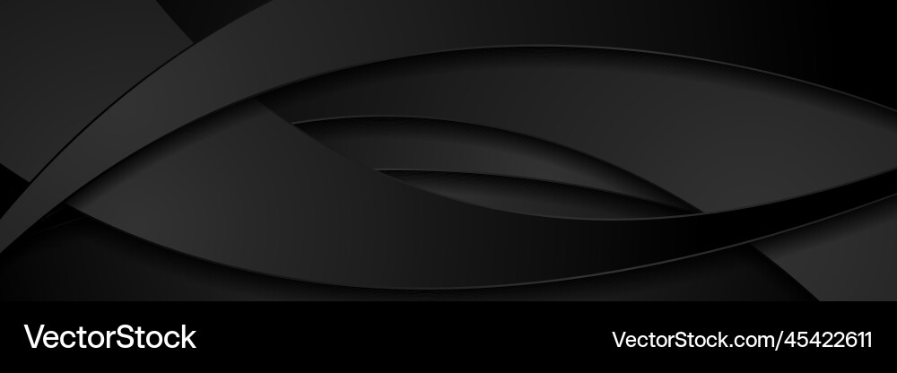 Black abstract corporate banner design with waves Vector Image