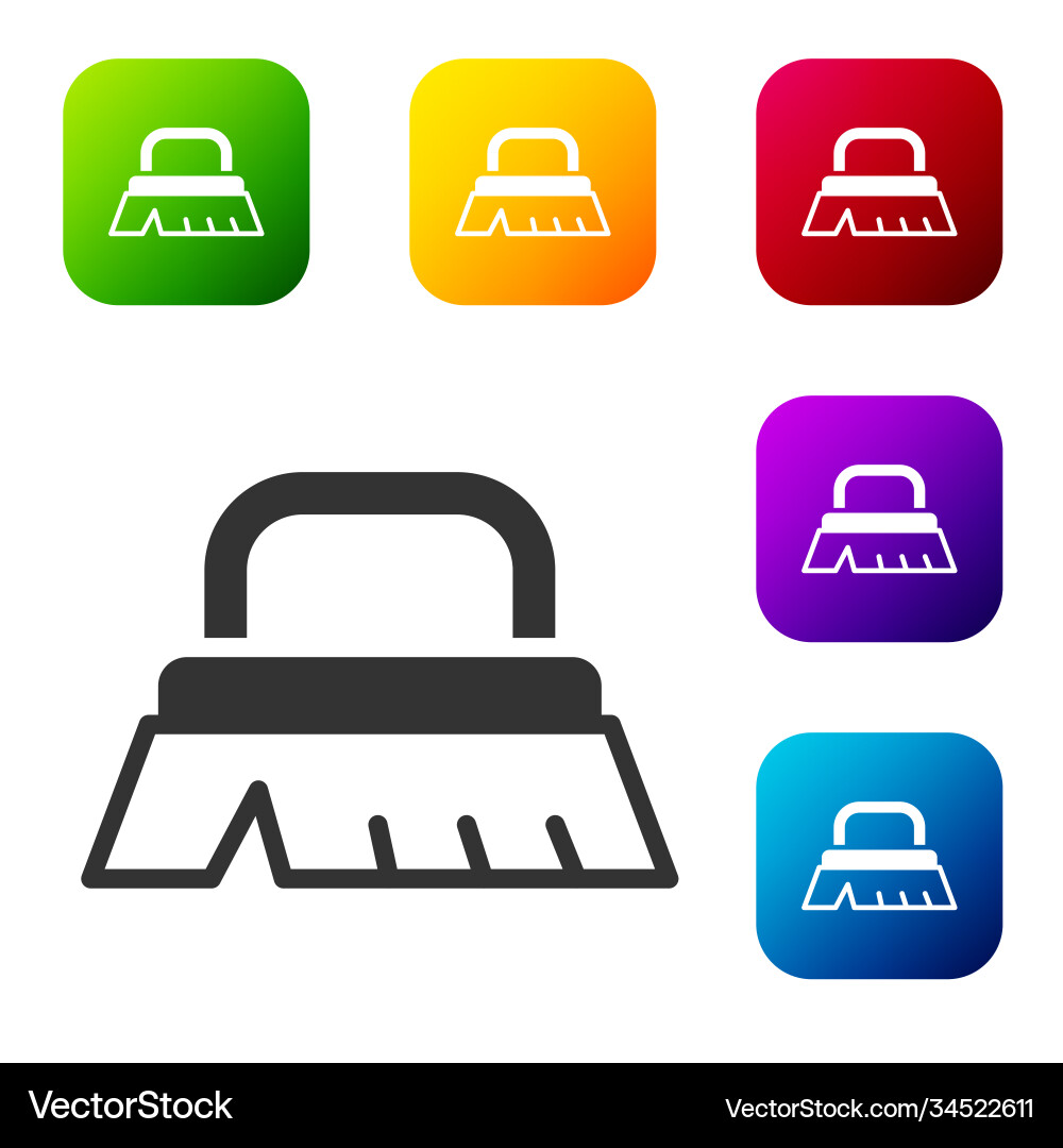 Black brush for cleaning icon isolated on white Vector Image