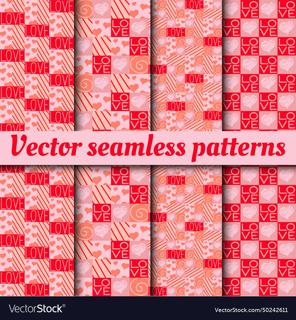 Collection of seamless patterns for valentines day