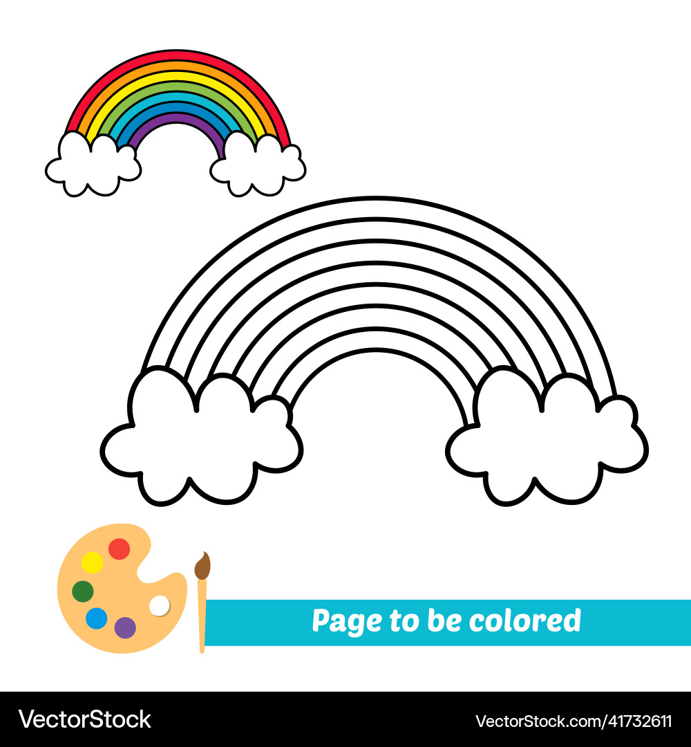 Coloring book for kids rainbow and cloud Vector Image