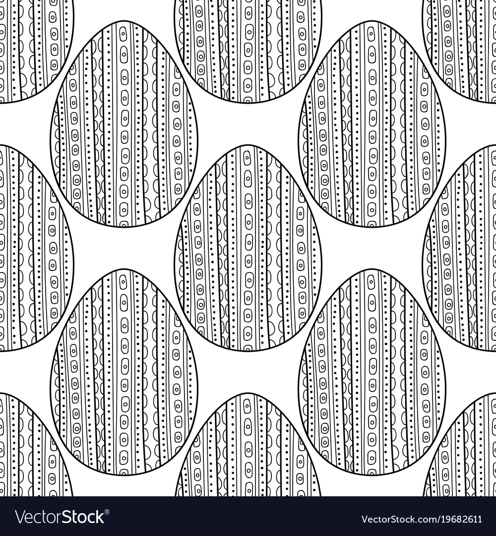 Easter eggs black and white seamless pattern Vector Image