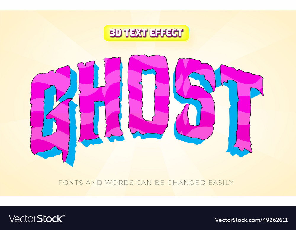 Ghost cartoon 3d editable text effect style Vector Image