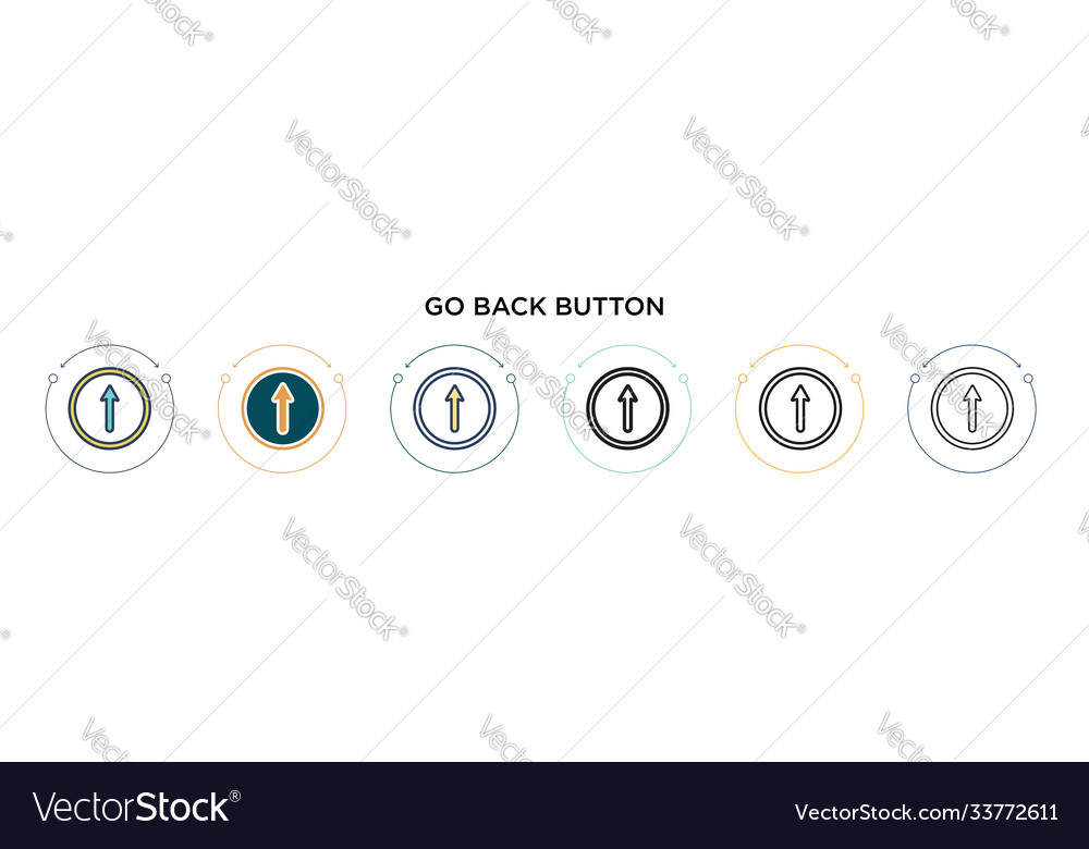 Go back button icon in filled thin line outline Vector Image