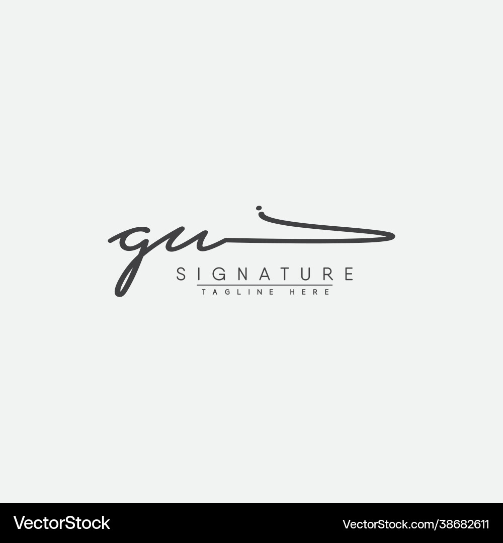 Initial letter gu logo - handwritten signature Vector Image