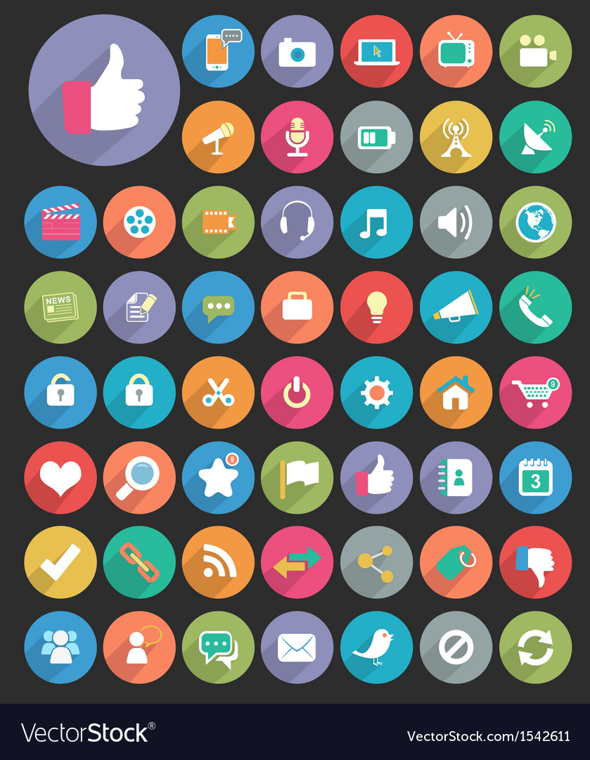 Long shadow icons Royalty Free Vector Image - VectorStock