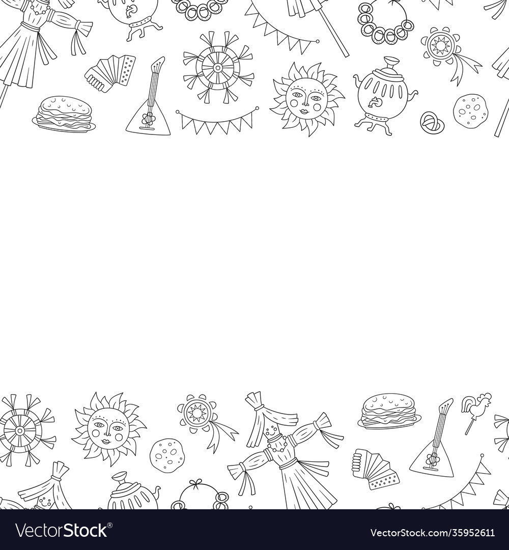 Maslenitsa background pancake week elements Vector Image
