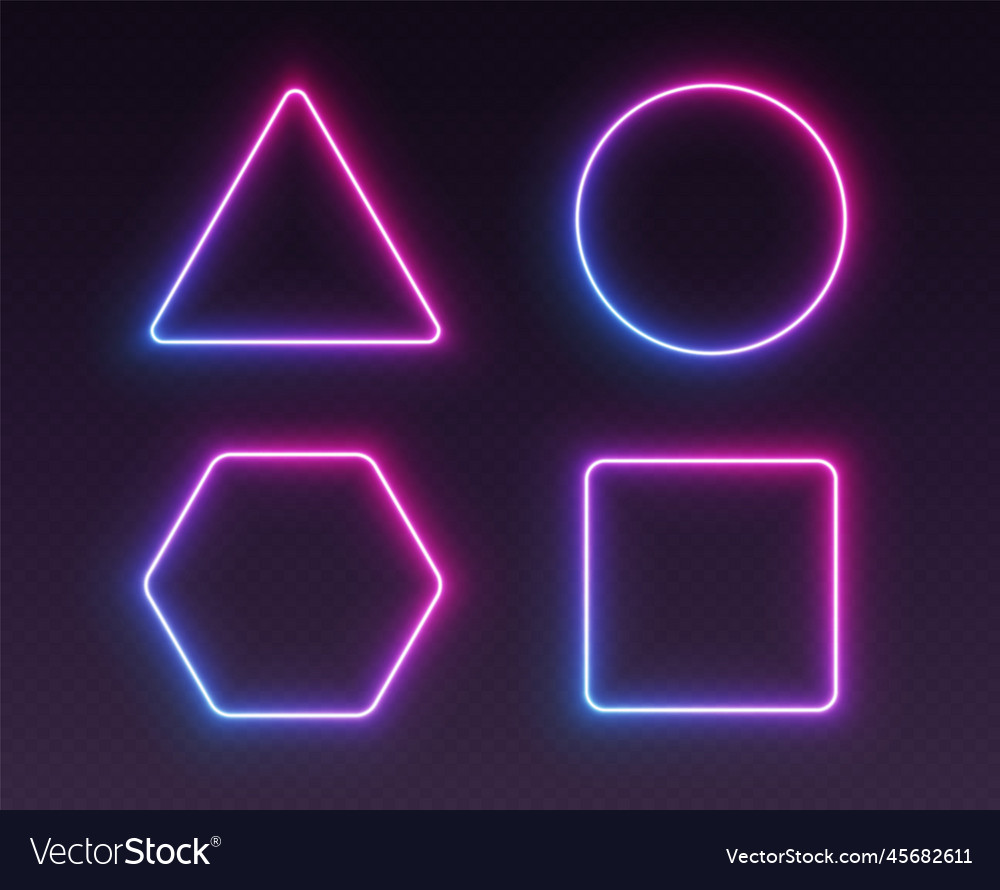 Neon gradient frames glowing borders set Vector Image
