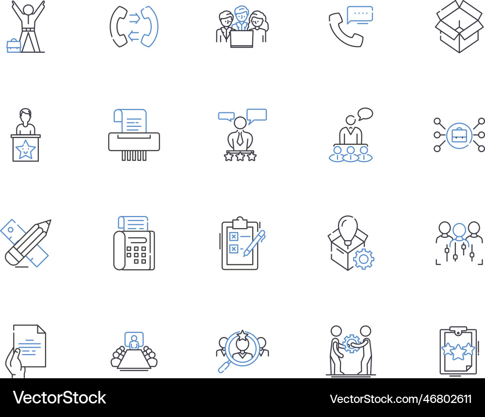 Office materials line icons collection paper Vector Image