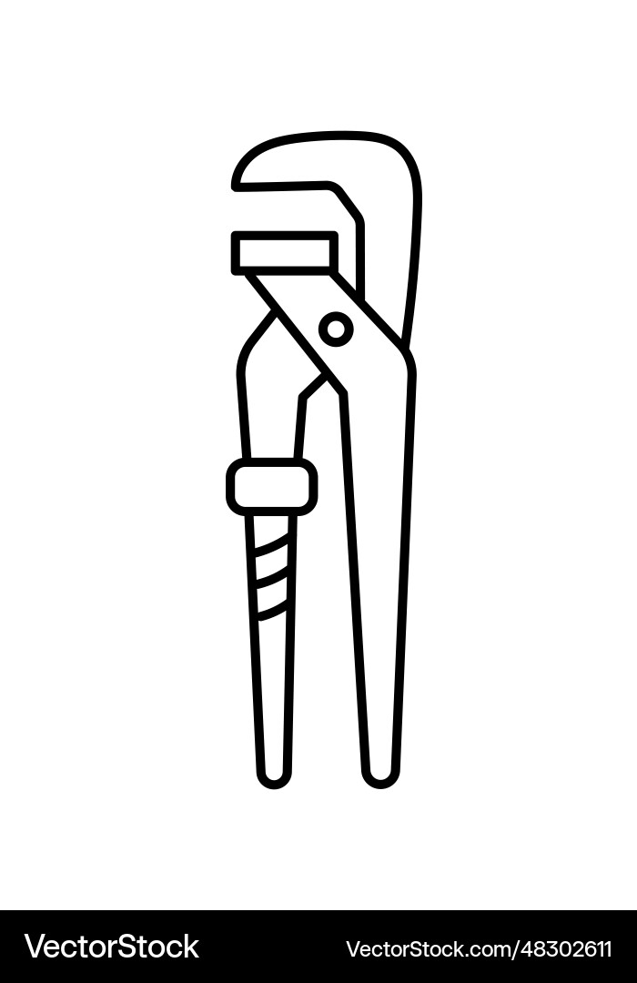 Pipe wrench icon plumbing tools editable outline Vector Image