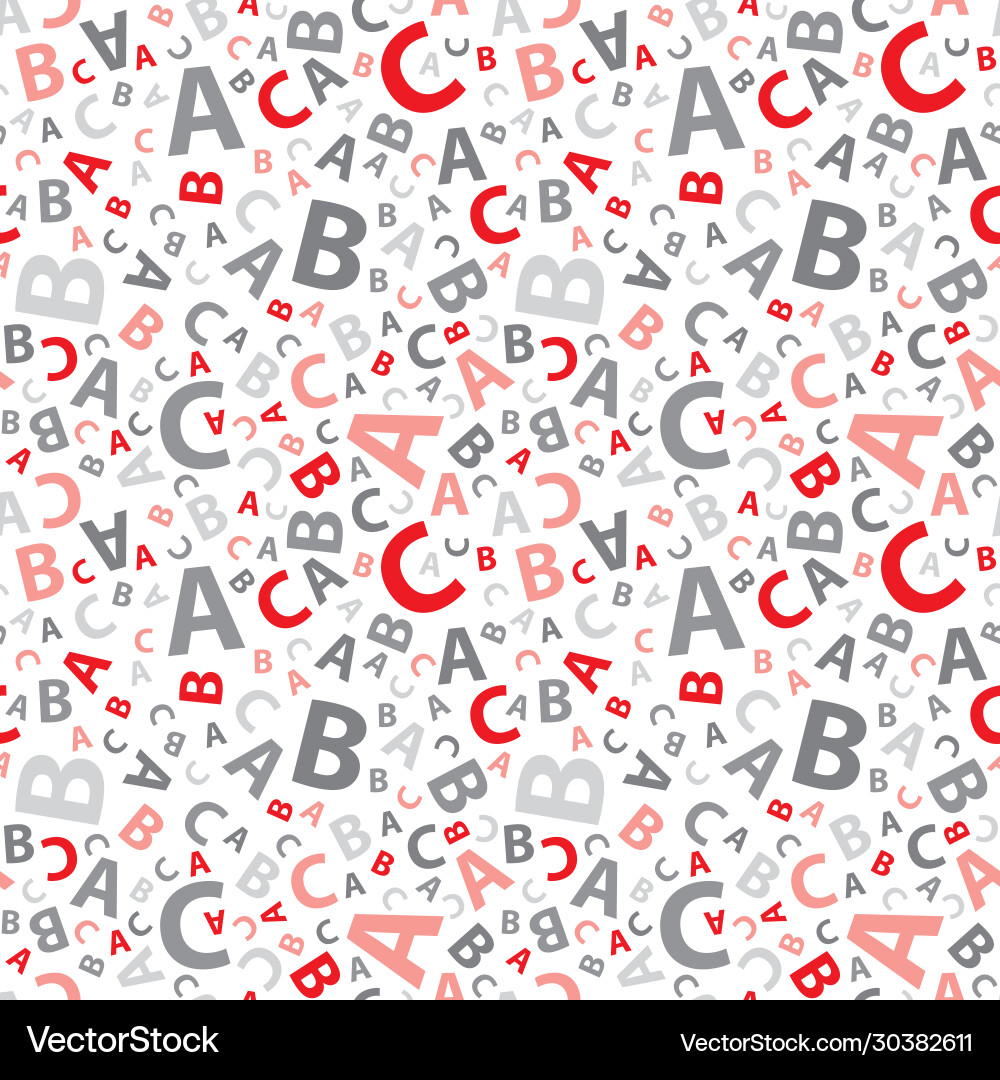 Red and grey abc letter background seamless Vector Image