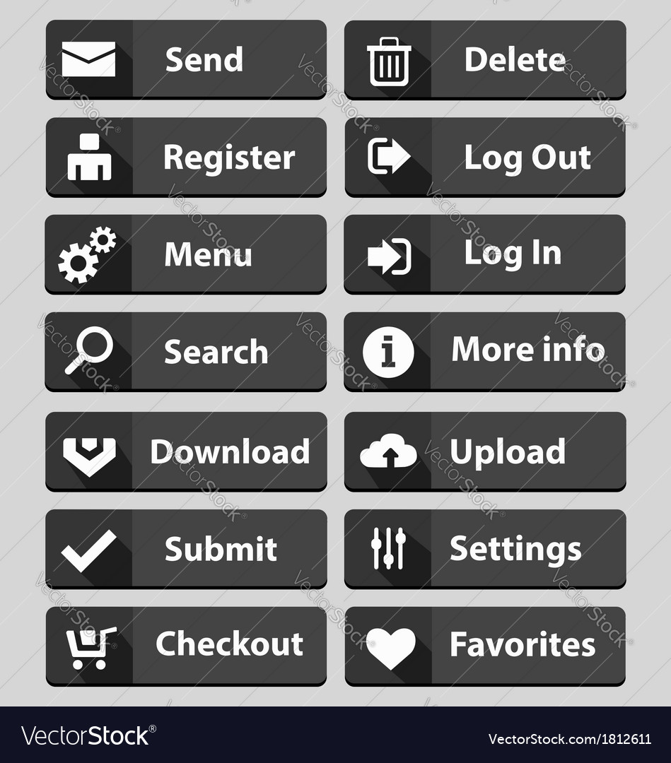 Web design buttons black set Royalty Free Vector Image