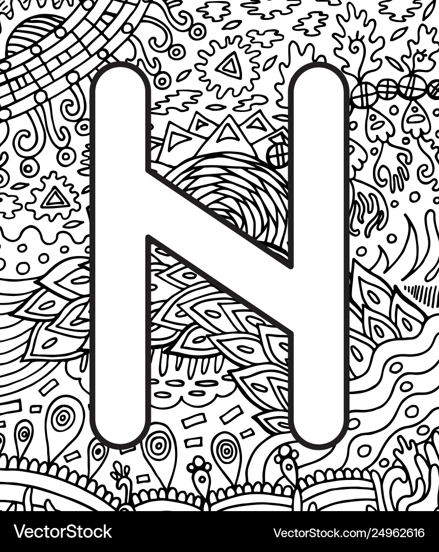 Ancient scandinavian rune hagall with doodle Vector Image