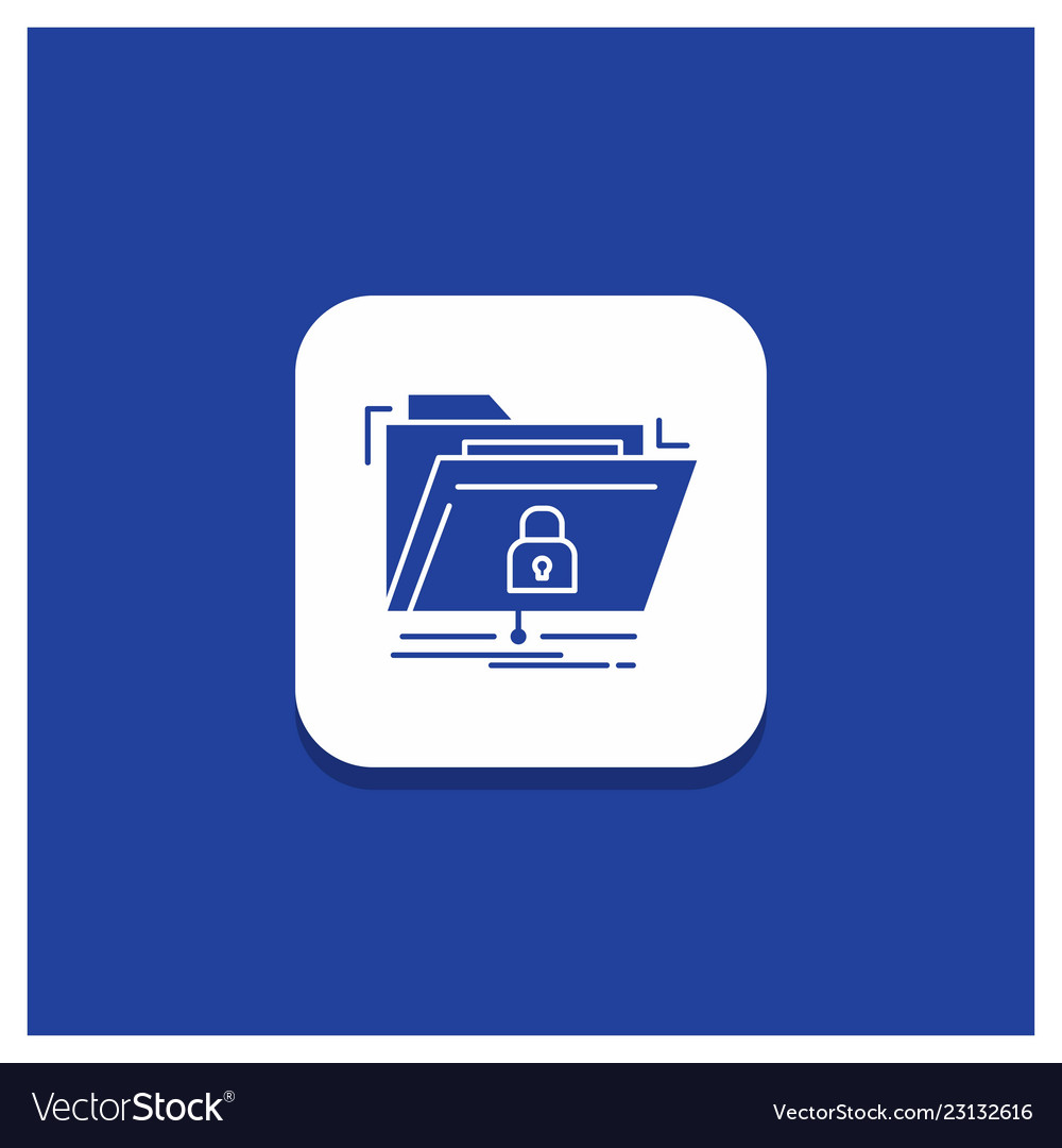 Blue round button for encryption files folder Vector Image