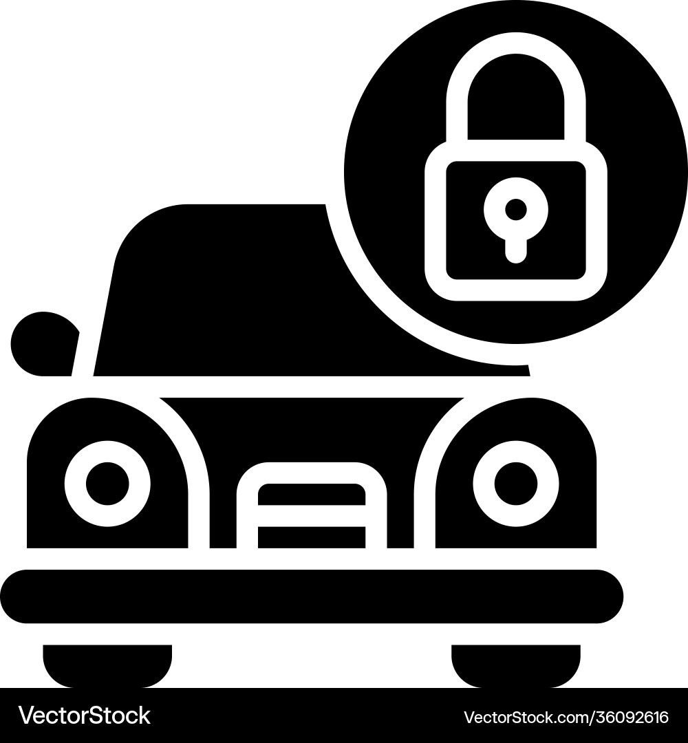 Car with lock icon bankruptcy related Royalty Free Vector