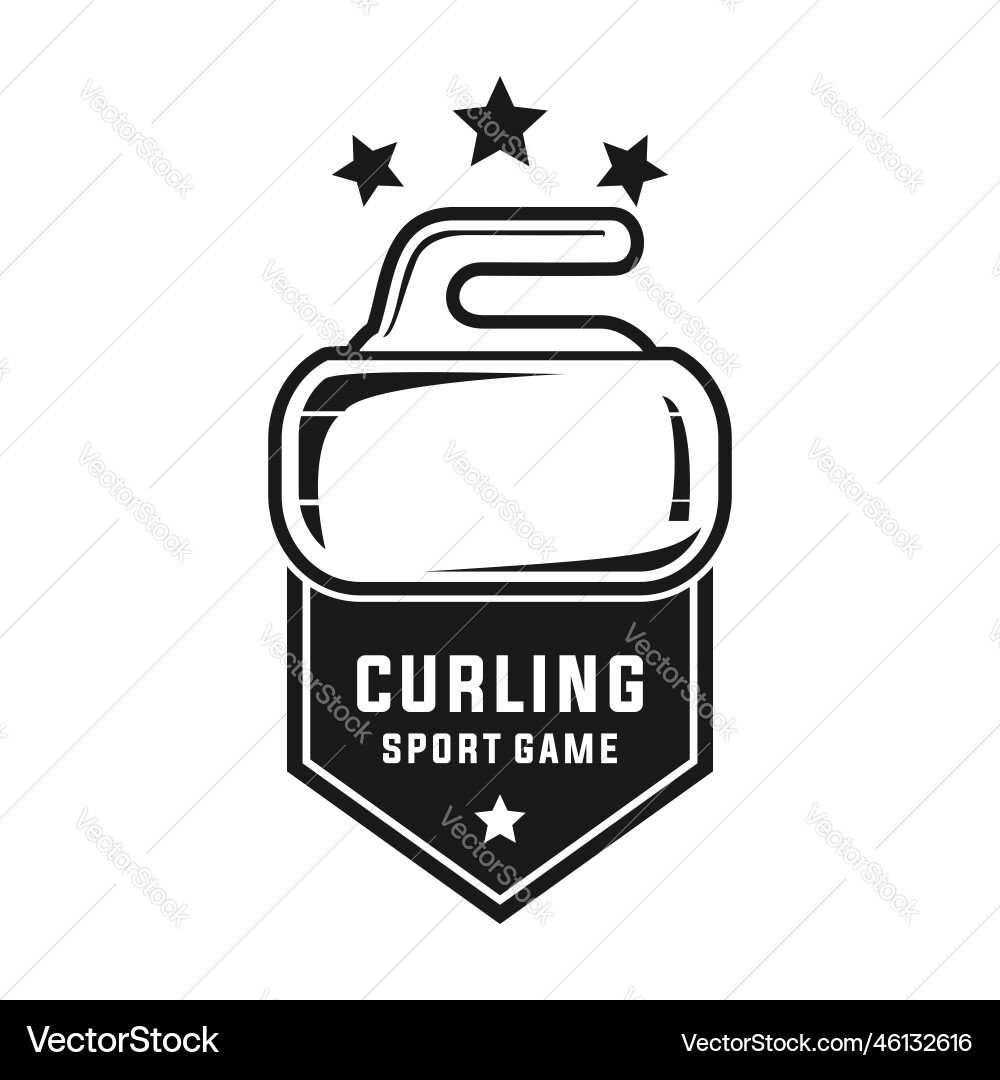 Curling sport badge template Royalty Free Vector Image